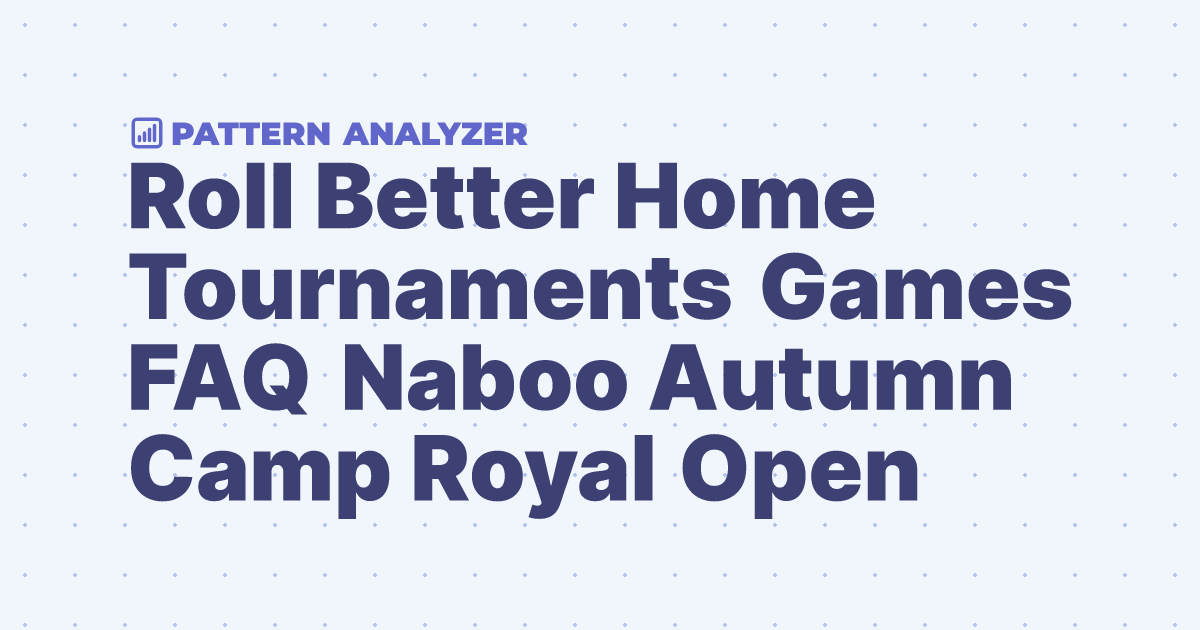 Roll Better Home Tournaments Games FAQ Naboo Autumn Camp Royal Open | Pattern Analyzer